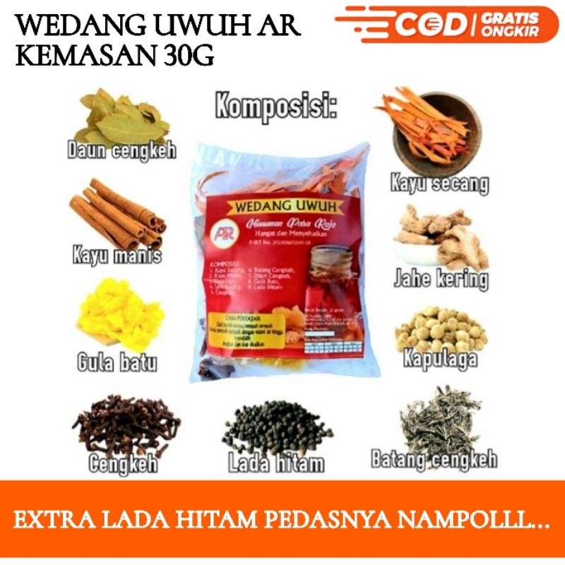 Jual RL Wedang uwuh ar kemasan 30gr, rempah rempah komplit jahe dan ...