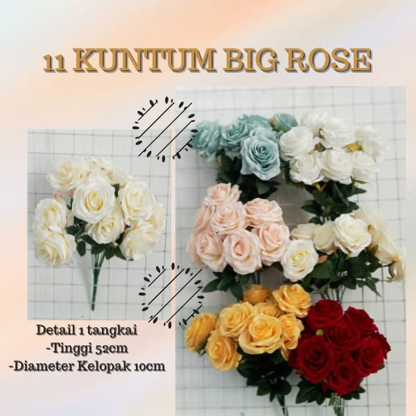 Jual (TT) TERLENGKAP 11 KUNTUM BIG ROSE SPRAY Bunga Mawar Impor Rose ...