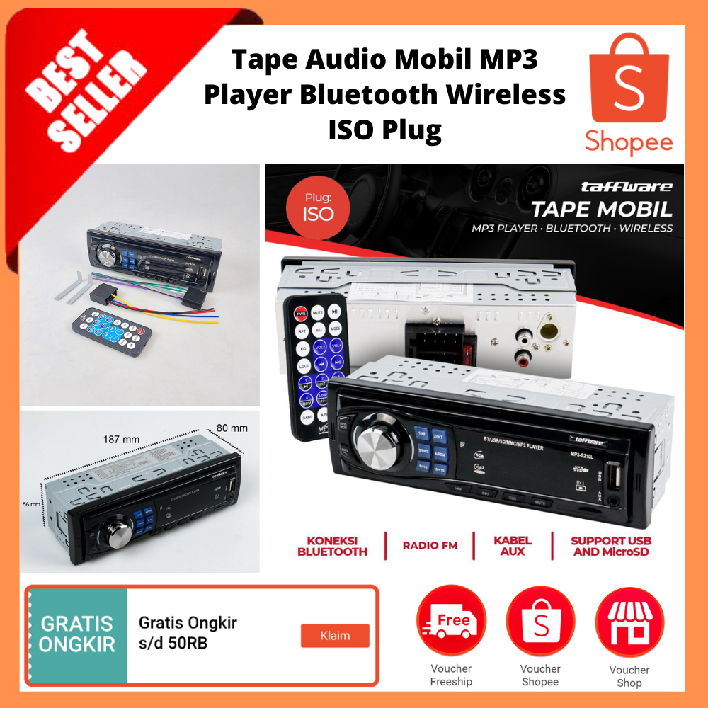 Jual Tape Audio Mobil MP3 Player Bluetooth Wireless ISO Plug / Radio ...