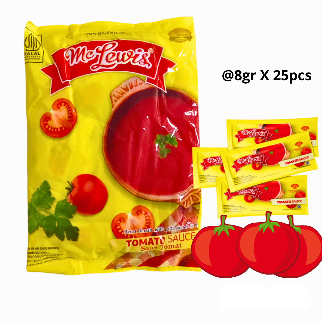 Jual Saus Tomat Sachet 8gr X 25pcs / Mc Lewis Tomato Ketchup Sachet 8gr ...