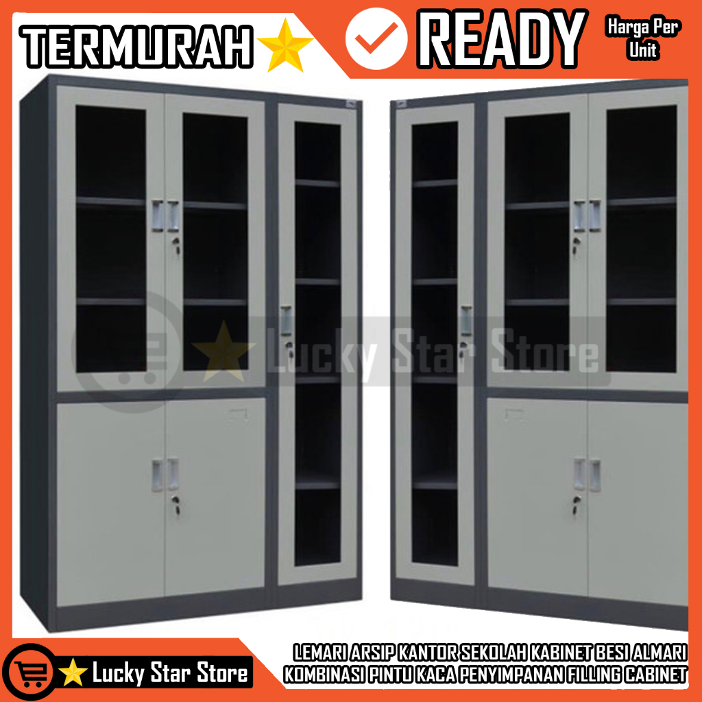 Jual [Kargo] LEMARI ARSIP KANTOR SEKOLAH KABINET BESI KOMBINASI PINTU ...
