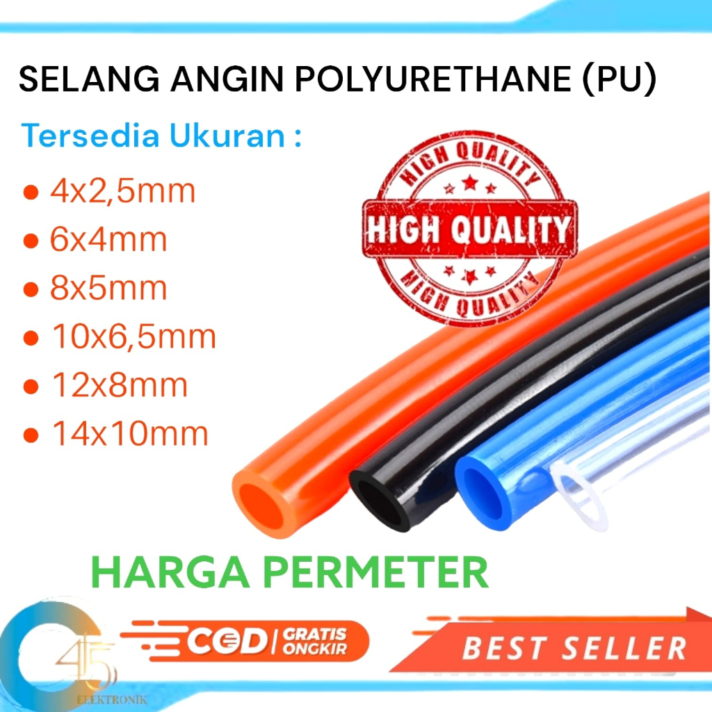 Jual SELANG ANGIN PNEUMATIC PU HOSE SELANG POLYURETHANE (PU) PER METER 4x2,5MM | Shopee Indonesia