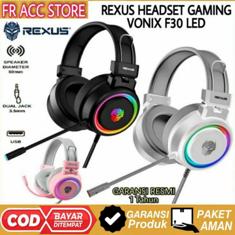 Jual Rexus Headset Gaming Vonix F30 RGB LED With mic Headphone Stereo ...