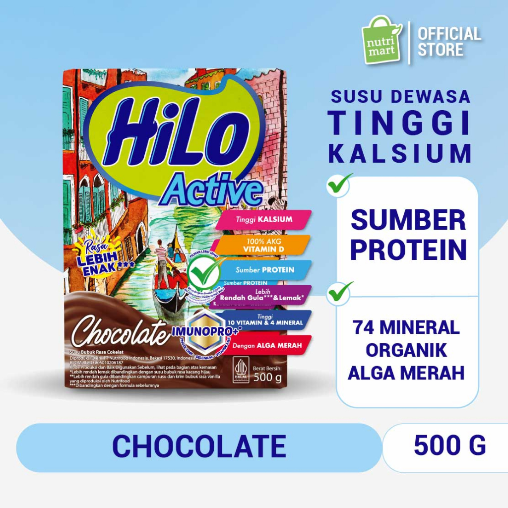 Jual HiLo Active Chocolate 500g - Susu Dewasa Tinggi Kalsium Sumber ...