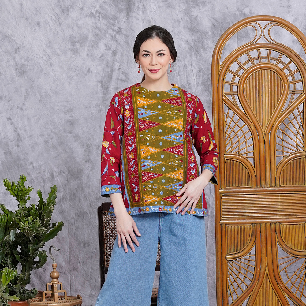 Jual NONA RARA - Vivana Tulis T2299, Baju Batik Kasual Modern | Shopee ...