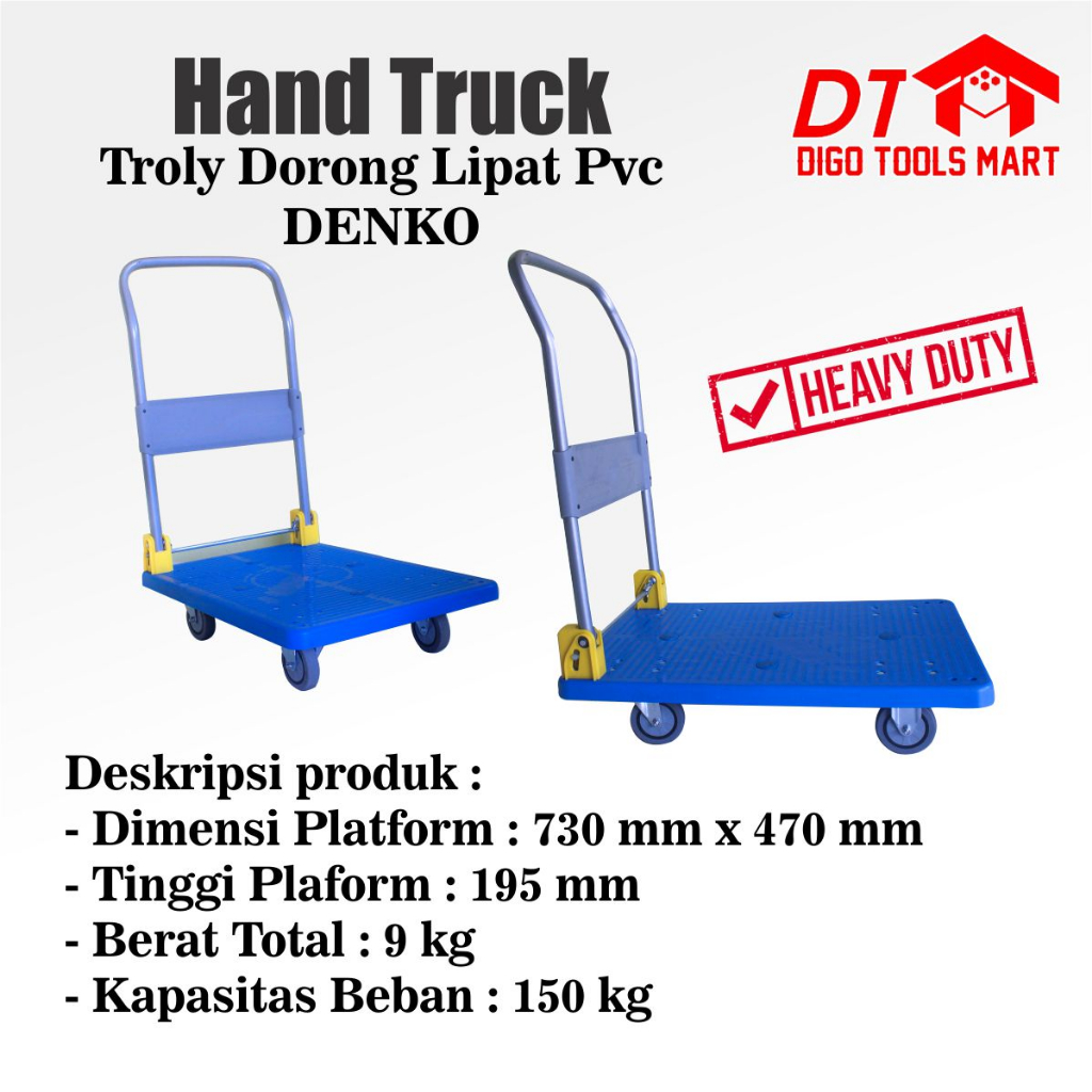 Jual Hand trolly Lipat Plastik Platform Besi 150kg Hand Truck Troli ...