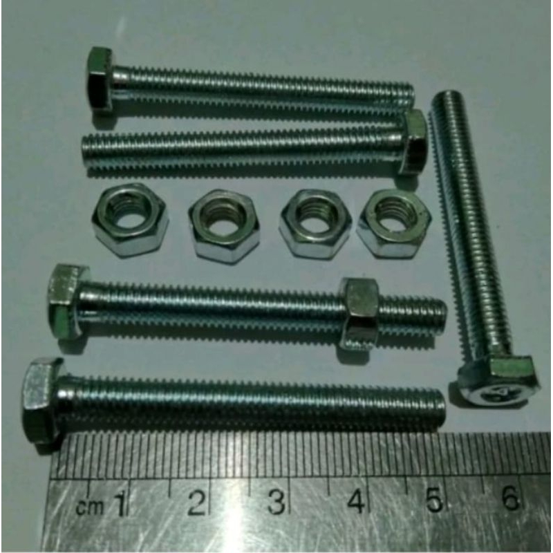 Jual BAUT + MUR PUTIH BMP M6 X 50 MM GALVANIS ( KUNCI 10 ) | Shopee Indonesia