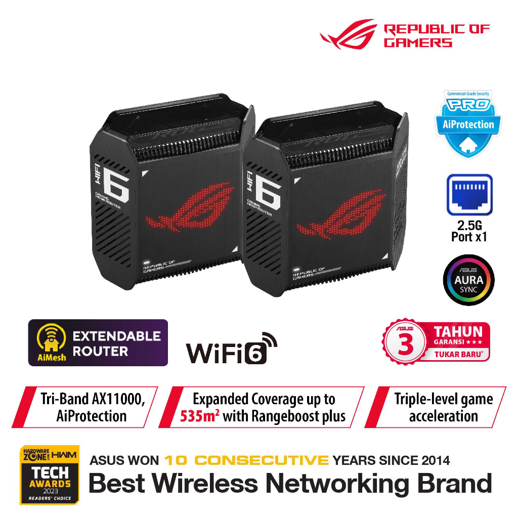 Jual ASUS ROG Rapture GT6 Tri-Band WiFi 6 Mesh WiFi System | Shopee ...