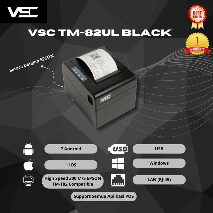 Jual PRINTER THERMAL 80MM VSC TM-82UL (USB+LAN) - AUTOCUT | Shopee ...