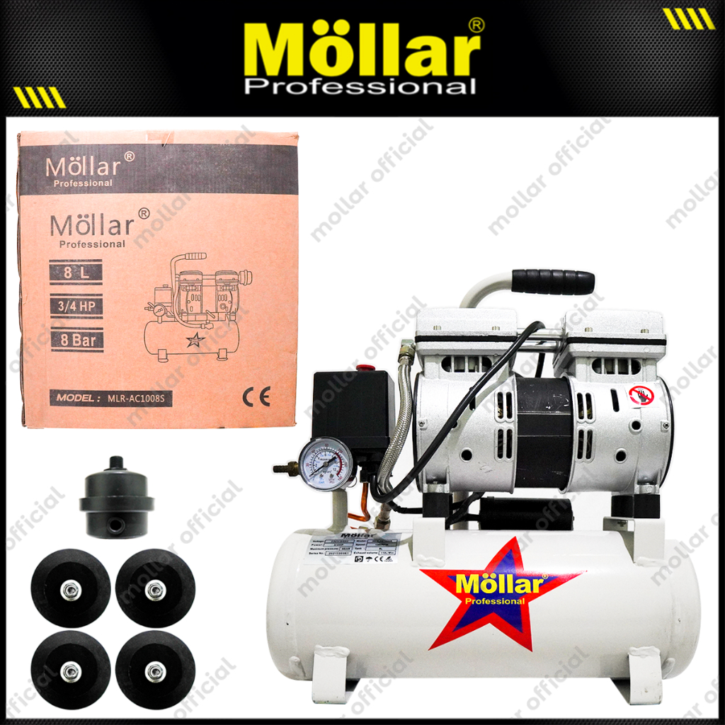 Jual MOLLAR AC1008S Kompresor Udara Tanpa Oli Silent Oilless Air ...