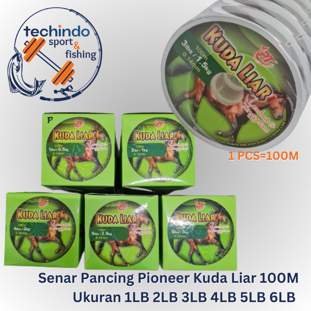 Jual Senar Pancing Pioneer Kuda Liar 100m Ukuran 1LB 2LB 3LB 4LB 5LB ...