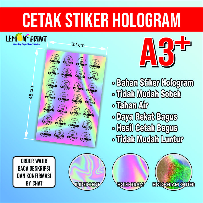 Jual Print Cetak Sticker Label Hologram A3+ Custom + Cutting | Shopee ...