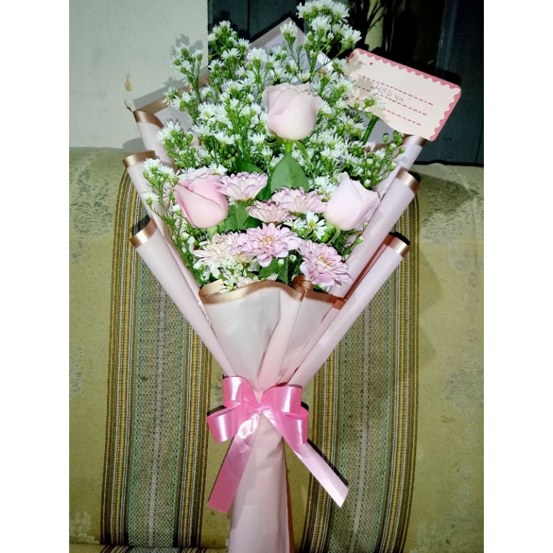 Jual Buket bunga mawar pink sweet asli segar CMHI BDG PADALARANG ...