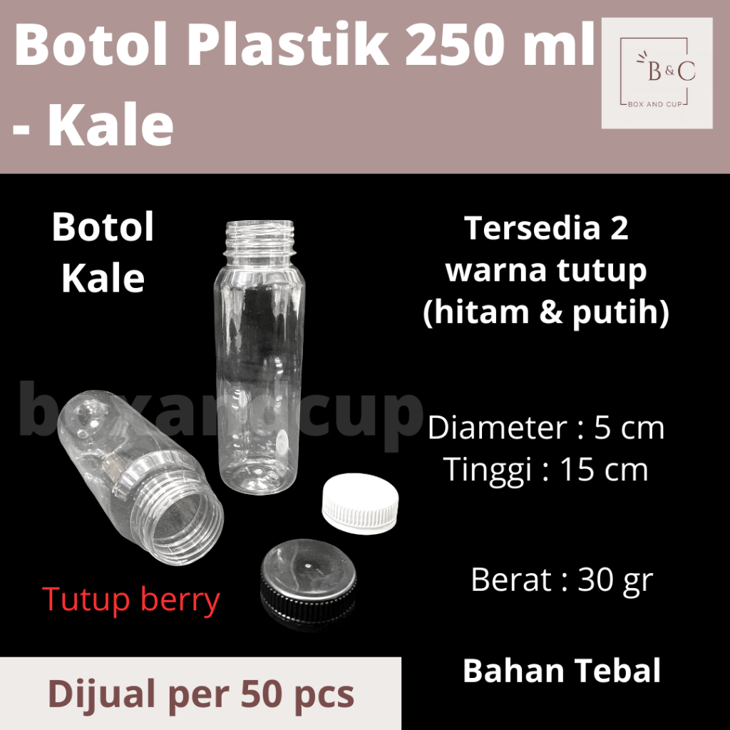 Jual [50 PCS] Botol Minuman Plastik 250 ml Kale / Cokelat Bulat Warna ...