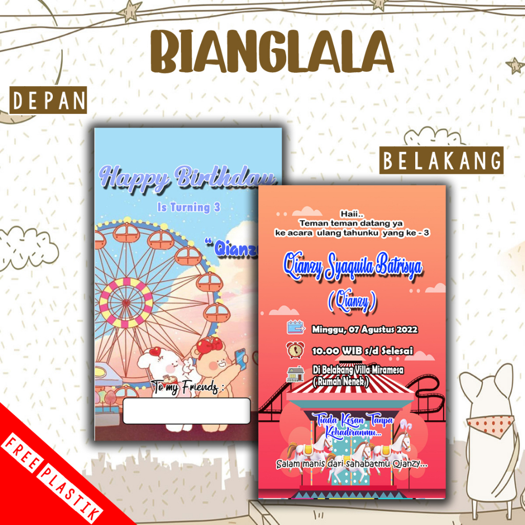 Jual Undangan ultah BIANGLALA ( 30 PCS / 50 PCS ) / Undangan ulang ...