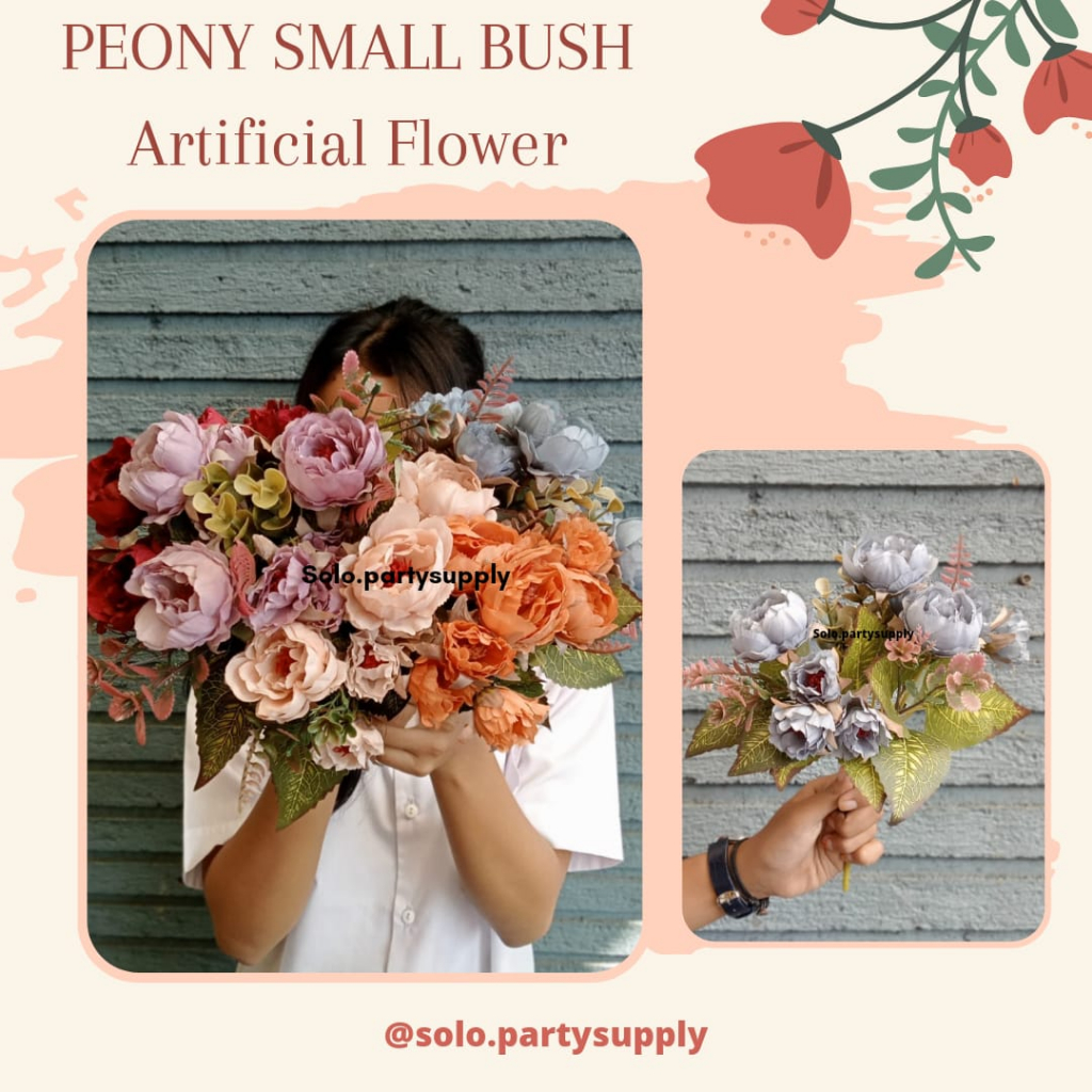 Jual (TT)5 KUNTUM/cabang PEONY SMALL BUSH Premium Bunga Artificial ...