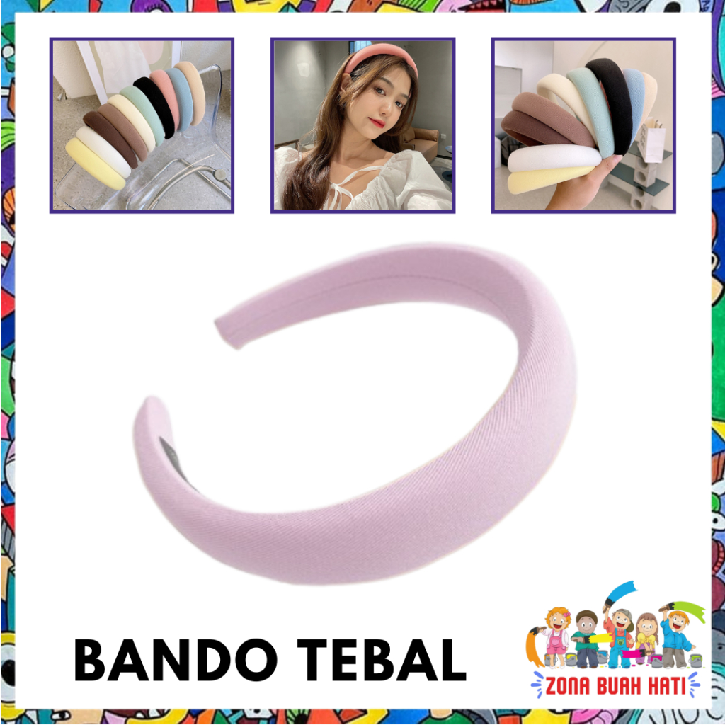 Jual ZBH Bando Kain Tebal Wanita Korea Headband Cloud Polos Lebar Empuk ...