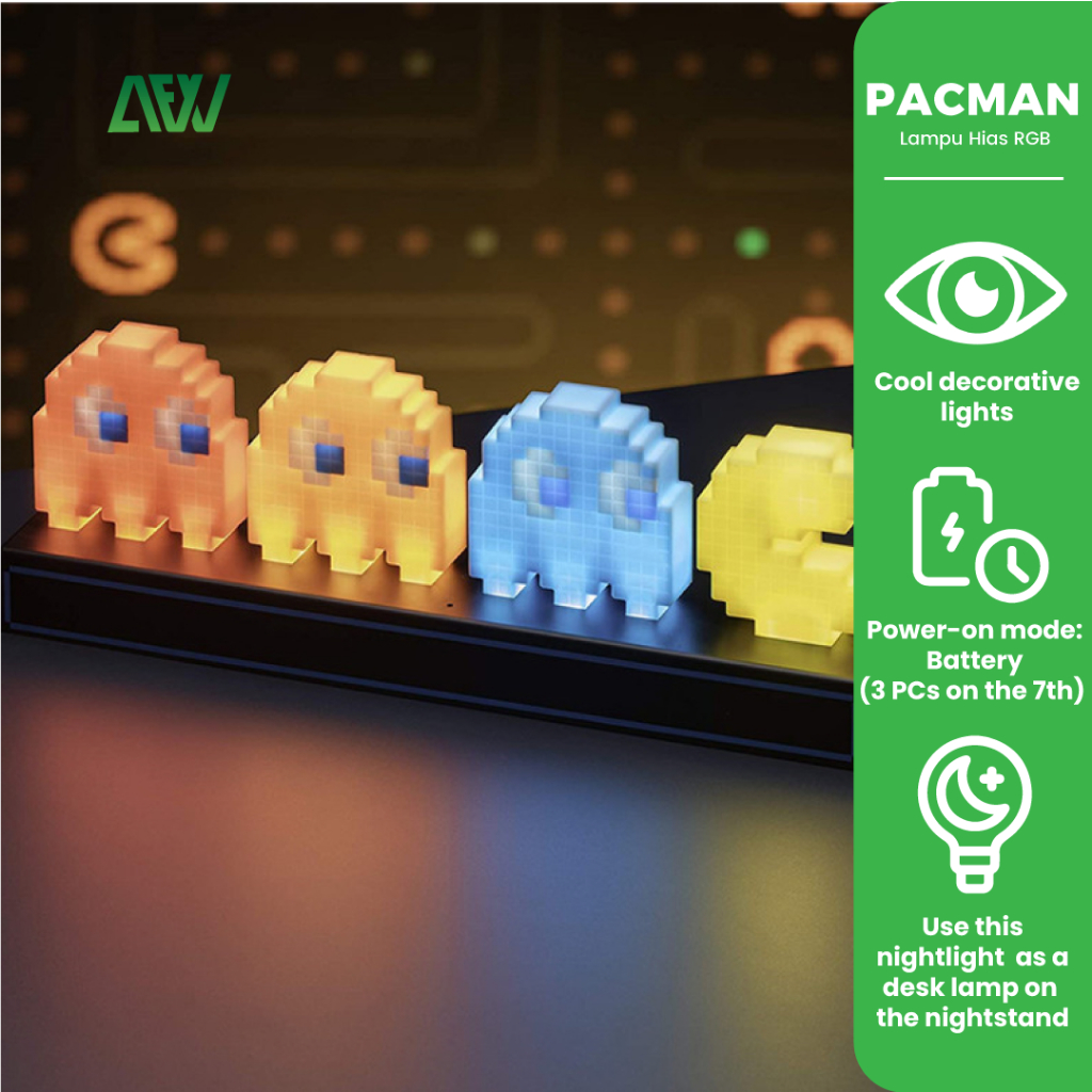 Jual All For Work Lampu RGB PACMAN Lampu Hias 3D Retro Estetik Pajangan ...