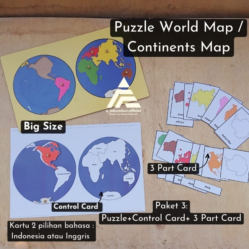 Jual World Map Continents Map Montessori Puzzle | Shopee Indonesia