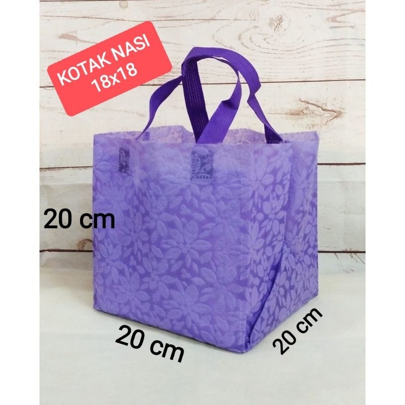 Jual Tas kotak nasi 18x18 tas berkat hajatan tasyakuran tas spundbond ...