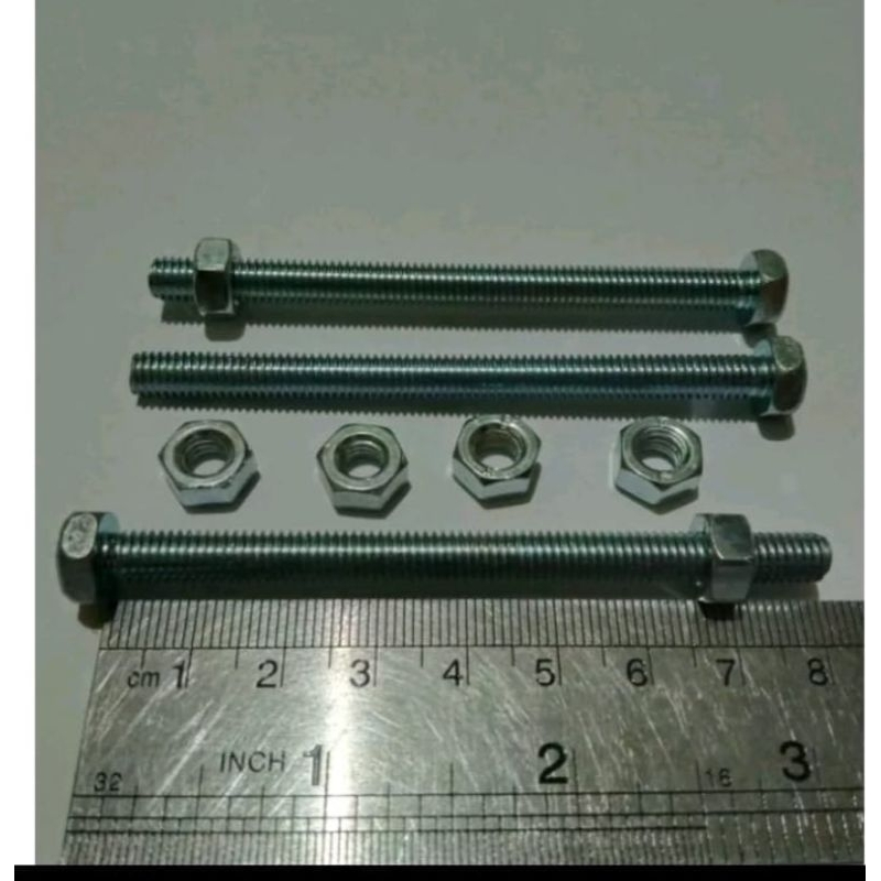 Jual BAUT + MUR PUTIH BMP M6 X 80 MM GALVANIS ( KUNCI 10 ) | Shopee Indonesia