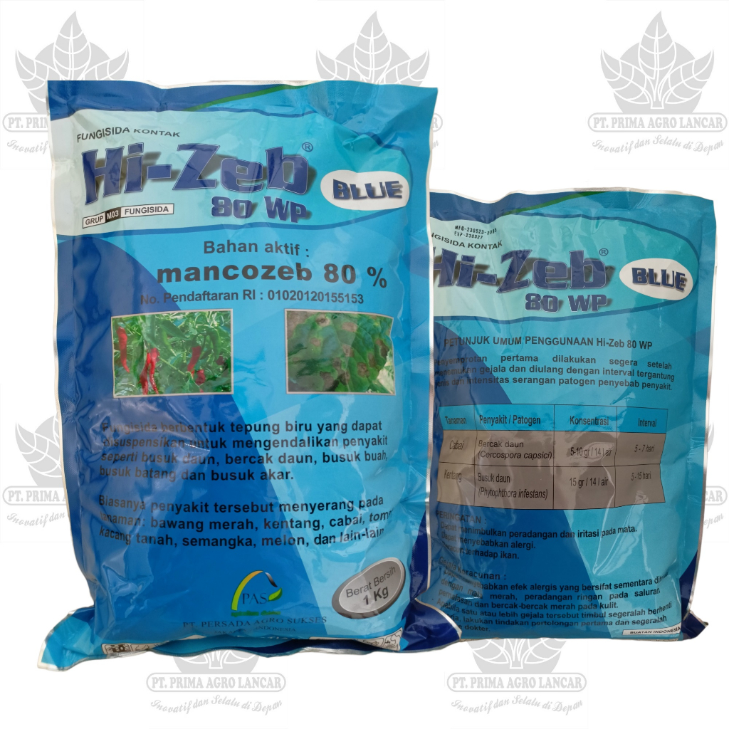 Jual Hi-Zeb Blue 80 WP 500 gr. Mankozeb 80% Fungisida untuk ...