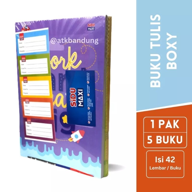 Jual (PERPAK) Buku Tulis SIDU 42 Lembar Maxi B5 Boxy- 1 Pak / 5 Buku ...