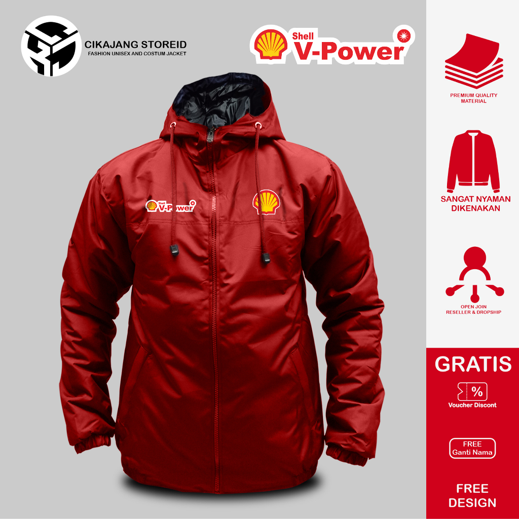 Jual JAKET SHELL JAKET PEGAWAI SPBU SHELL V POWER BISA CUSTOM LOGO DAN ...
