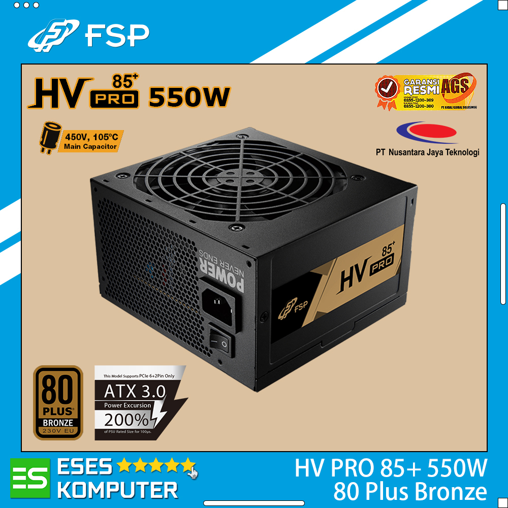 Jual PSU FSP HV PRO 85+ 550W 80 Plus Bronze - All Flat Black Cables ...
