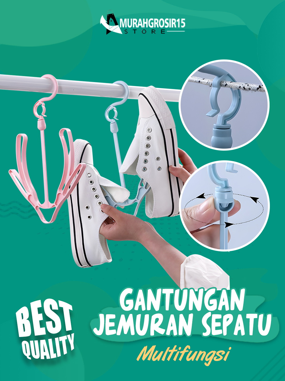 Jual Hanger Gantungan Jemuran Sepatu / Sandal Hanger Sepatu Multifungsi ...