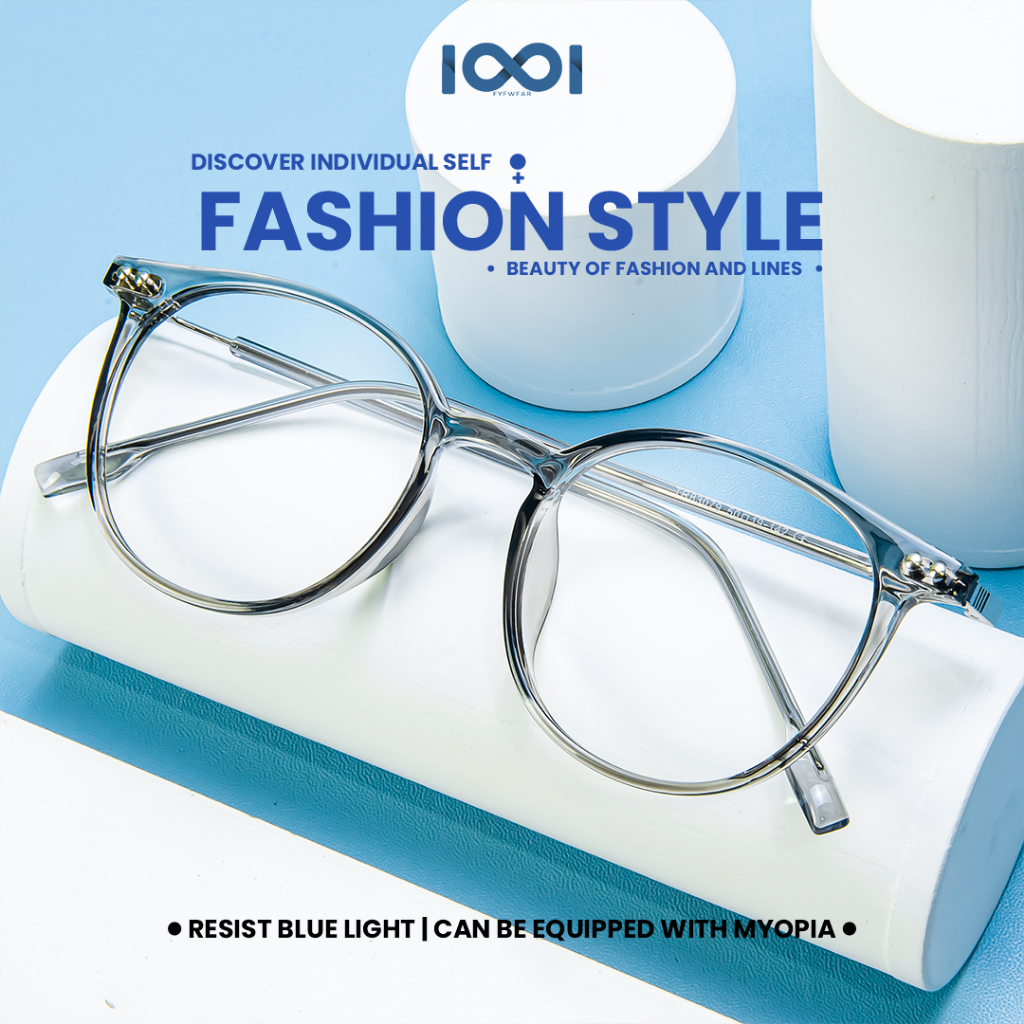 Jual IOOI Eyewear - Kacamata Round TR 90 Lensa Minus Anti Radiasi Blueray Pria/Wanita 83079 ...