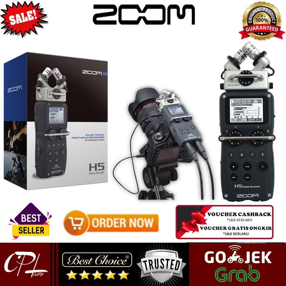 Jual Zoom H5 4-Input / 4-Track Portable Handy Recorder with Interchangeable X/Y Mic Capsule ...