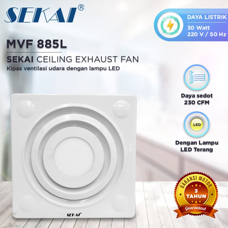 Jual SEKAI EXHAUST FAN LANGIT-LANGIT (DUTCH FAN) 8 INCH MVF-885L LED | Shopee Indonesia