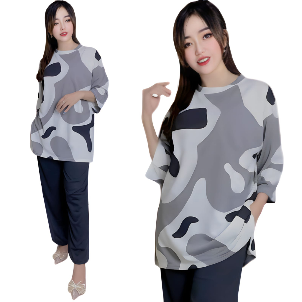 Jual LD 120 SETELAN WANITA CELANA DAN ATASAN OVERSIZE WANITA BAJU KANTONG KARET KAOS DEWASA ...