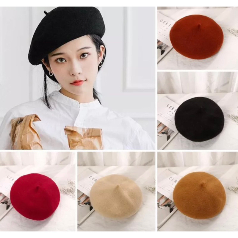 Jual Topi Beret Mangaka Komikus Baretta Korea Wol Winter topi paris ...