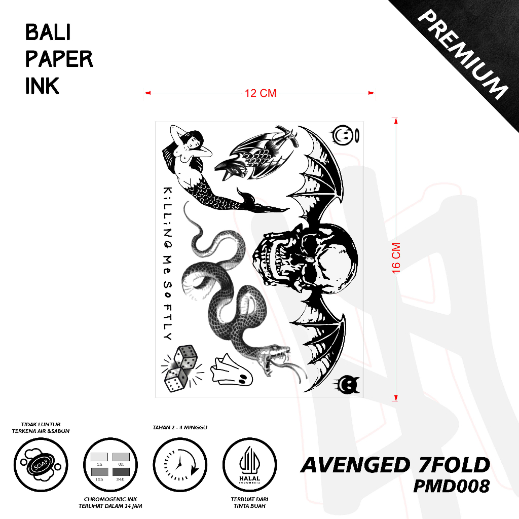 Jual Bali Paper Ink PMD008 Avenged 7Fold Fruit Ink Tatto Temporary ...