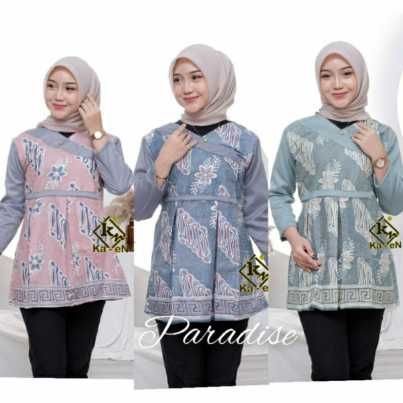 Jual Batik wanita ASJ SA HRB026 Kenongo Kemeja Tosca Pendek | Shopee Indonesia