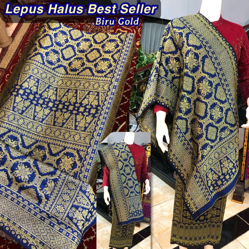 Jual Songket Lepus Halus Best Seller / Biru Gold/ Songket Tenun Palembang asli Tenun Tangan ...