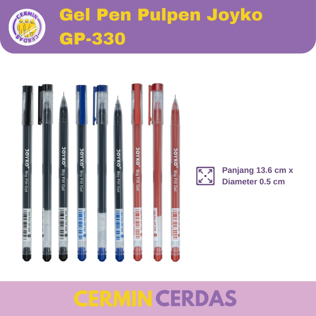 Jual Gel Pen Pulpen Joyko GP-330 Pena Tinta Big Fill 0.5 mm 1 box isi 12 | Shopee Indonesia