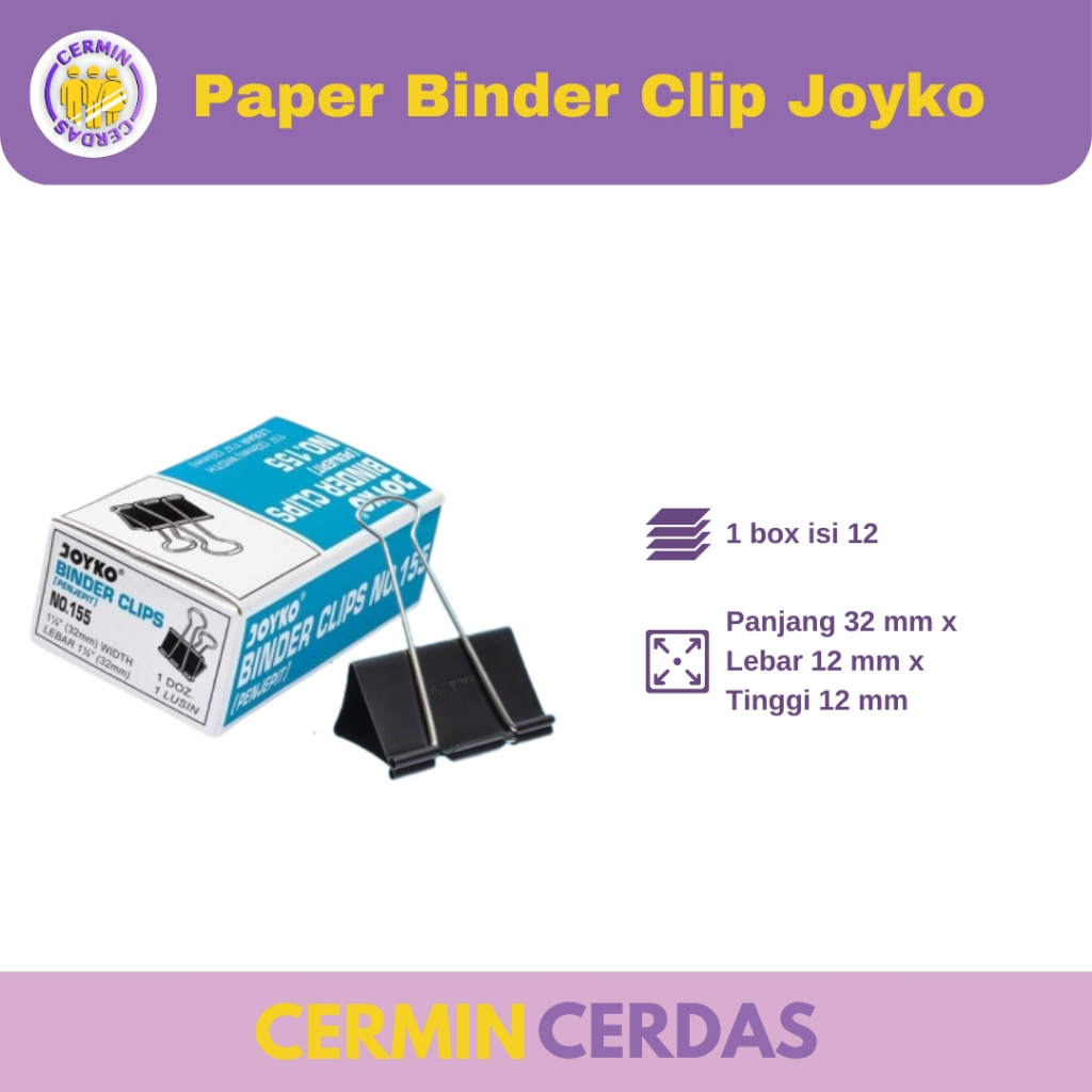 Jual Paper Binder Clip Joyko Penjepit Kertas Warna Hitam per Pack ...