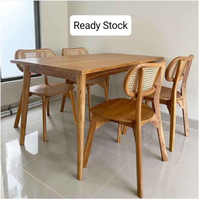 Jual Promo Set Meja Makan Rotan Retro Kayu Jati Jepara - Kursi Cafe Resto Terbaru - Meja Makan ...