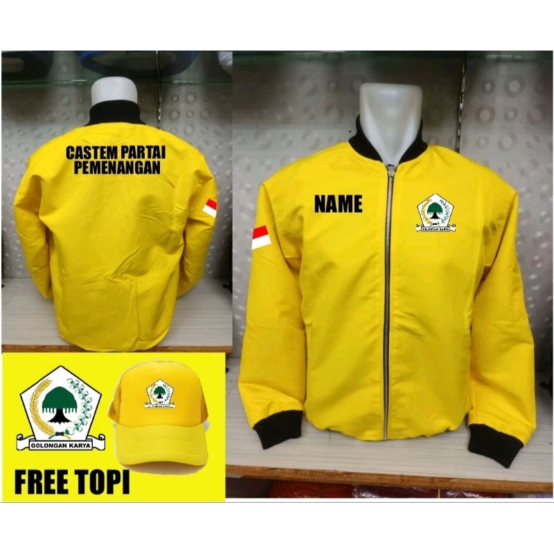 Jual JAKET BOMBER PARTAI CASTEM TIM PEMENANGAN/LOGO PARTAI FREE TOPI ...