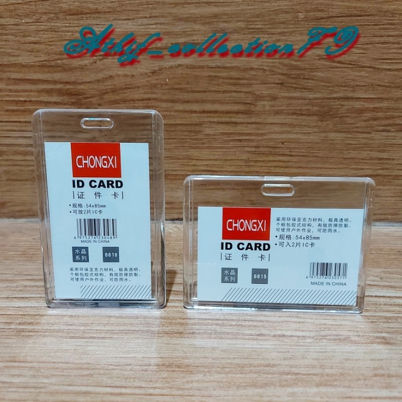 Jual Tempat Id Card Akrilik Transparan Holder Id Card 2 sisi Vertikal ...