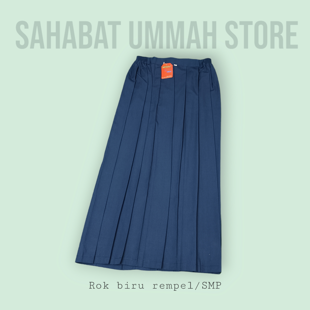 Jual Seragam SMP Rok Panjang Rempel Biru - Seragam Sekolah - Rok Rempel ...
