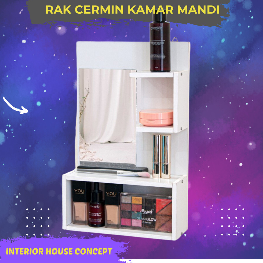 Jual Rak Cermin Kamar Mandi dengan Rak Tempel Serbaguna Cermin Kamar ...