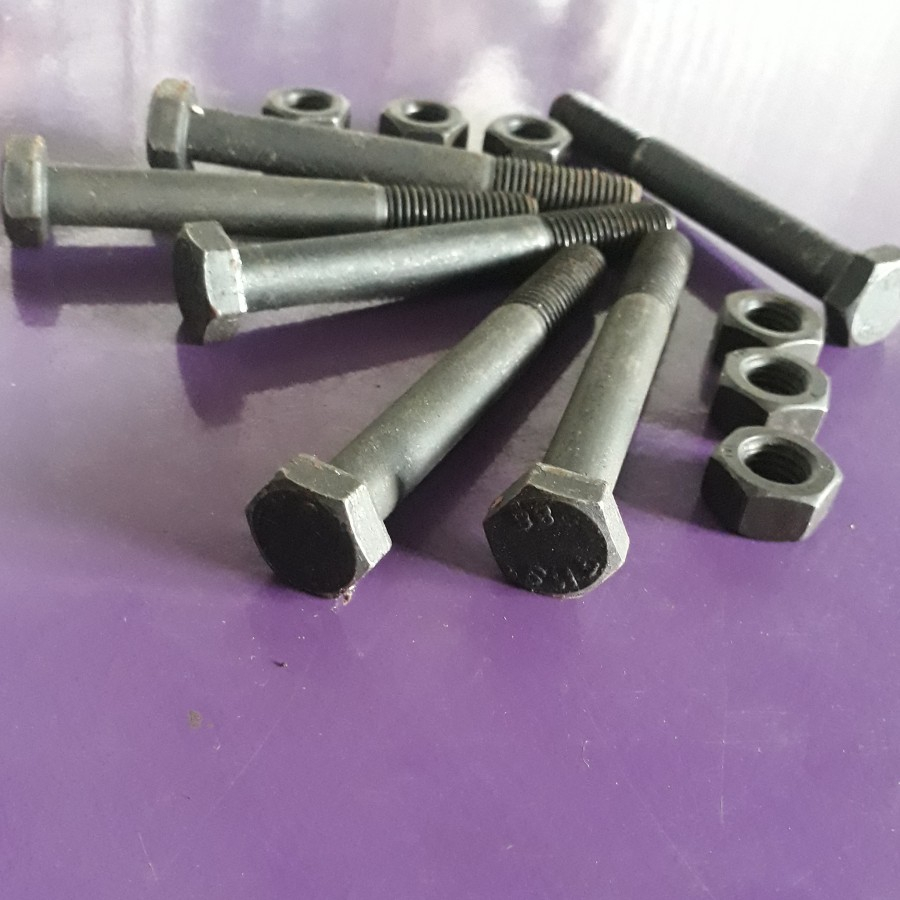 Jual Baut + Mur Baja M 20x80/Hitam Baja/Grade 8.8/kunci 30 | Shopee Indonesia