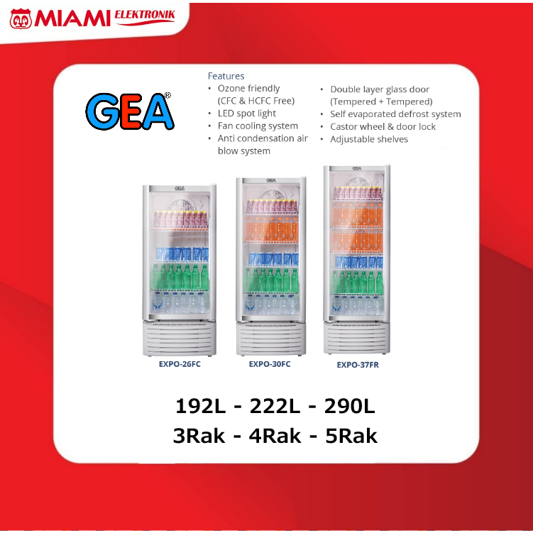 Jual GEA EXPO-37FR Showcase Display Cooler 290 Liter 220 Watt 5 Rak ...