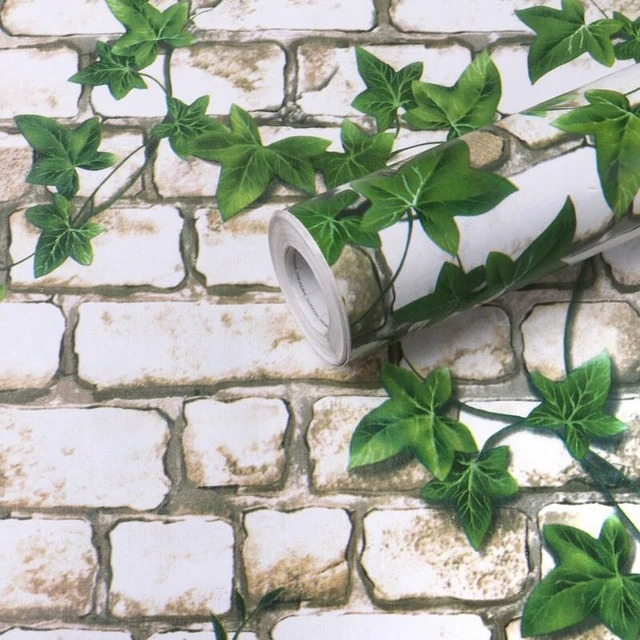 Jual DTG Wallpaper Dinding Motif Batu Bata daun Rambat 45 x 8M Premium ...