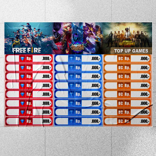 Jual POSTER / STIKER TOP UP GAMES FREE FIRE MOBILE LEGENDS PUBG ...