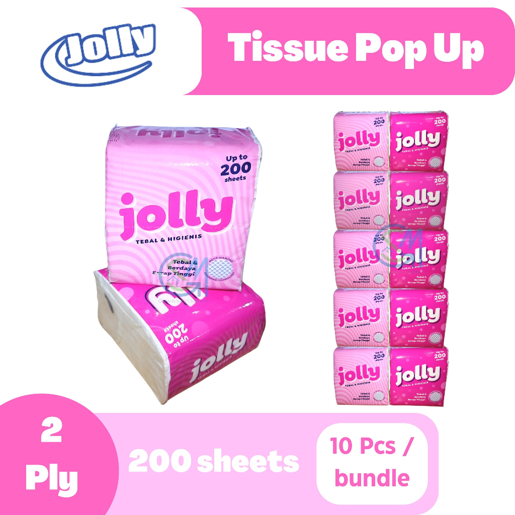 Jual PROMO tissue JOLLY pop up bundle facial tissue 250 sheet 200 sheet ...